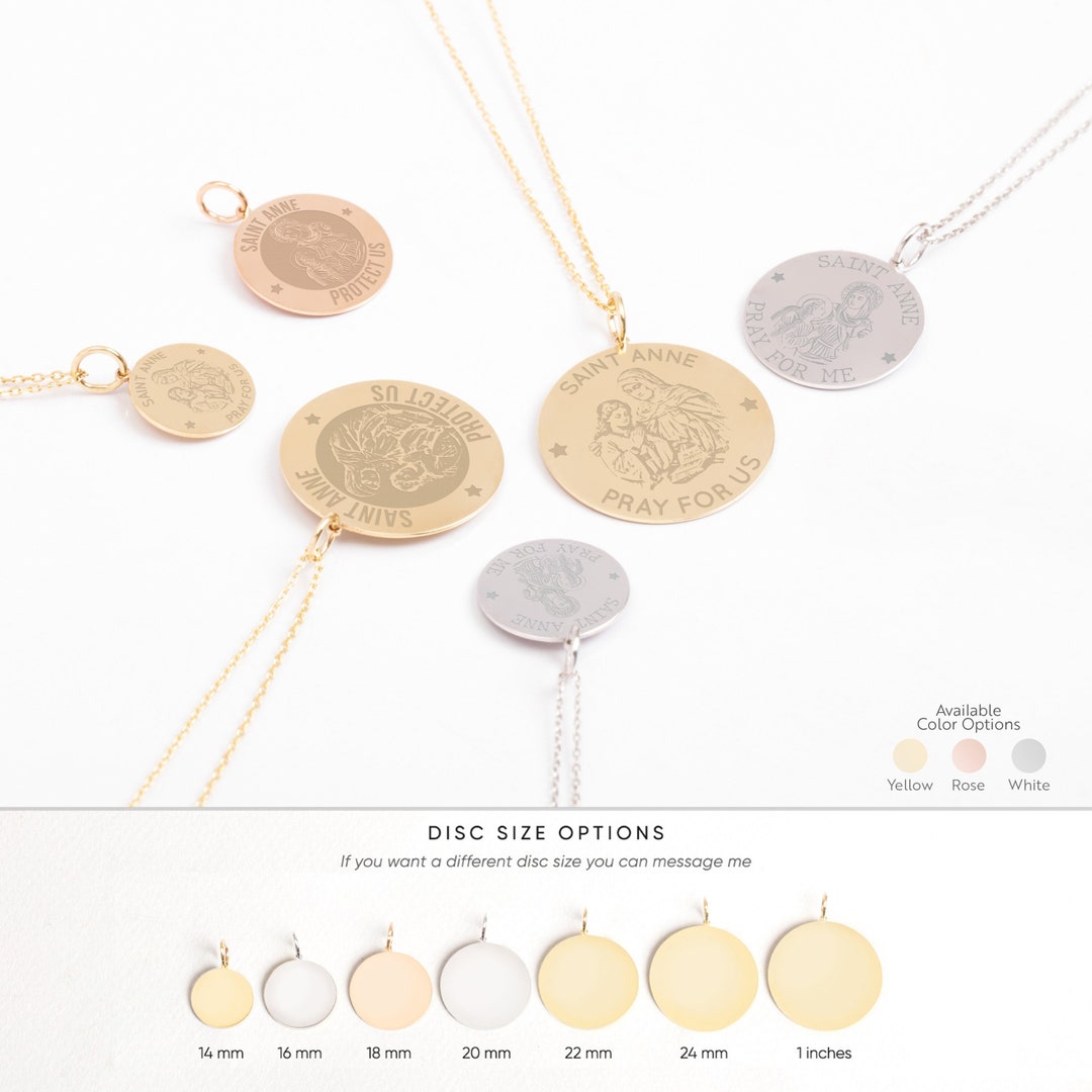 14K Gold Saint Anne Medal - Custom Engraved Necklace, Perfect Gift for ...