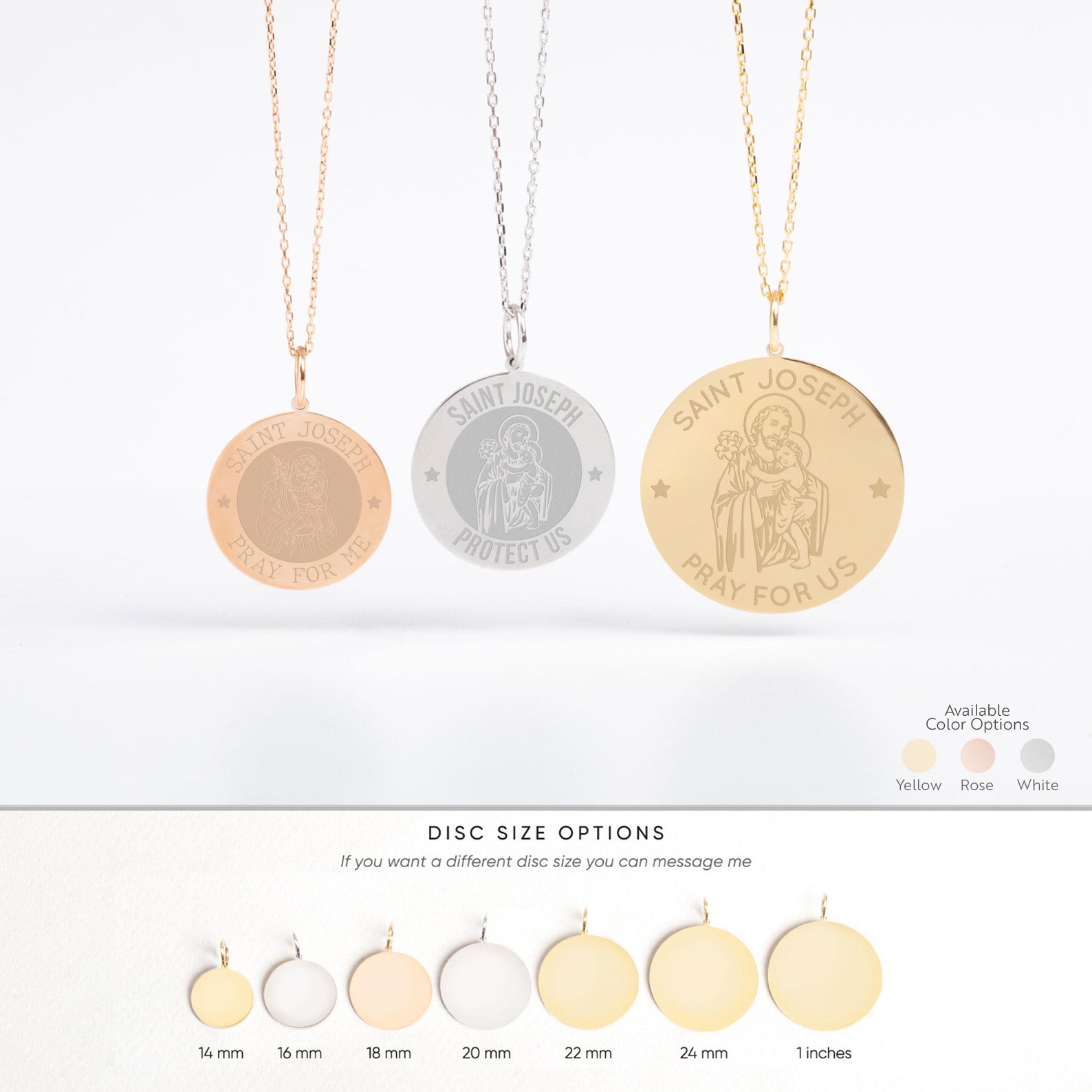 Custom 14K Solid Gold Saint Joseph Medal - Personalized Engravable ...