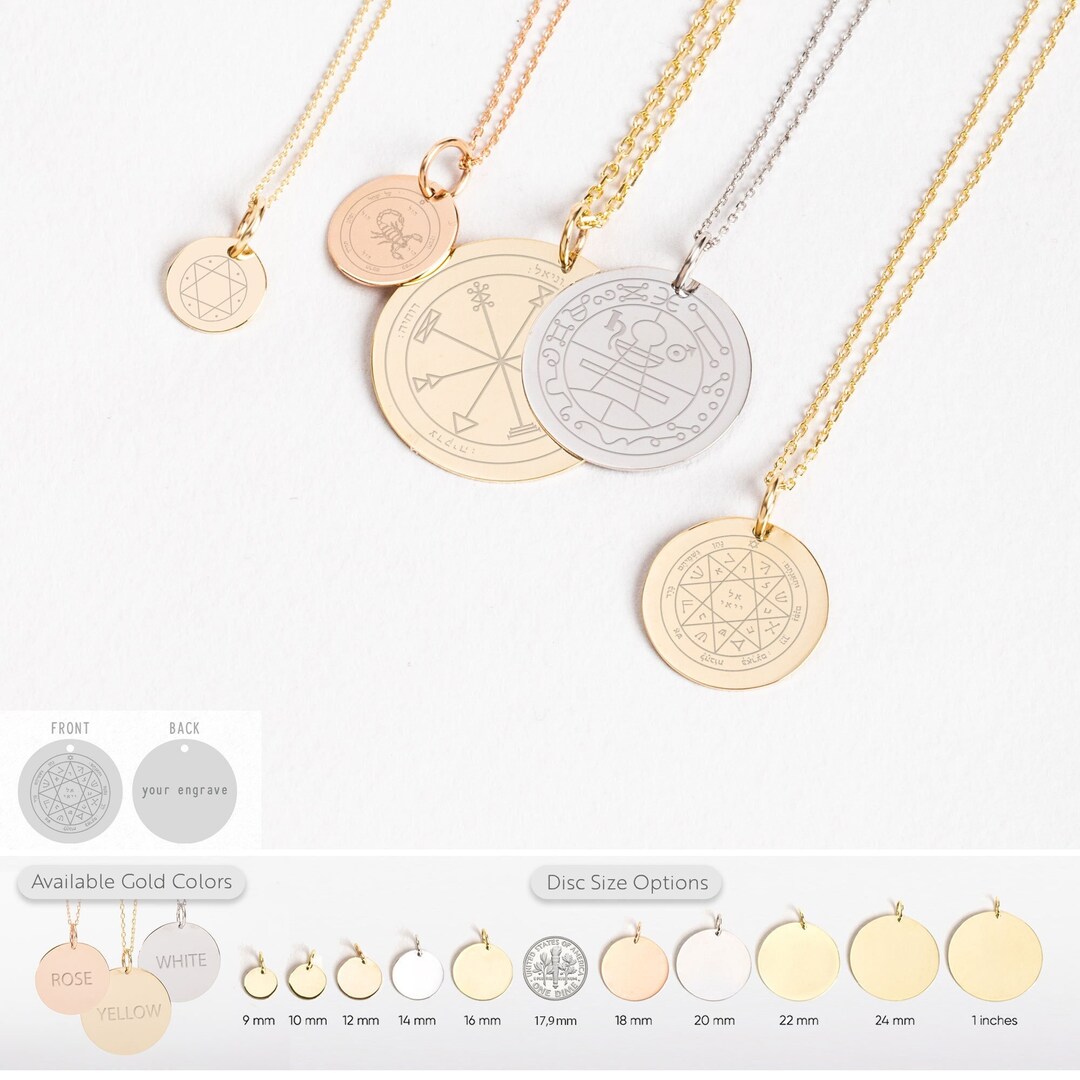 Seal of Solomon Pendant Necklace in 14k Real Solid Gold, Good Luck ...