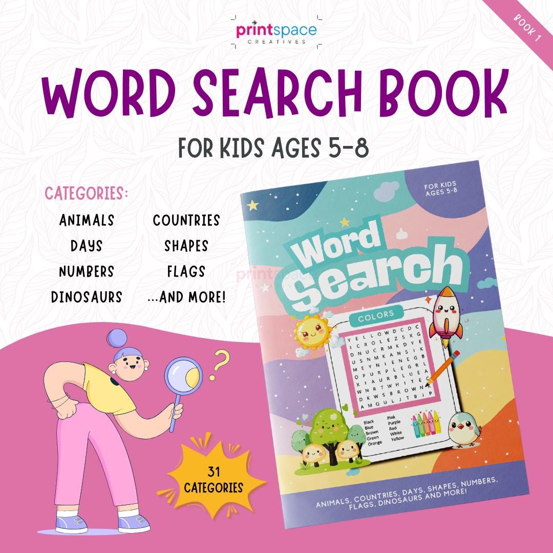 Educational Word Search Puzzle for Kids Ages 5-8 | Fun Learning ...