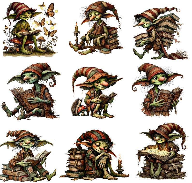 Watercolor Book Goblin Clipart: 20 PNG Graphics (digital Download) - Etsy