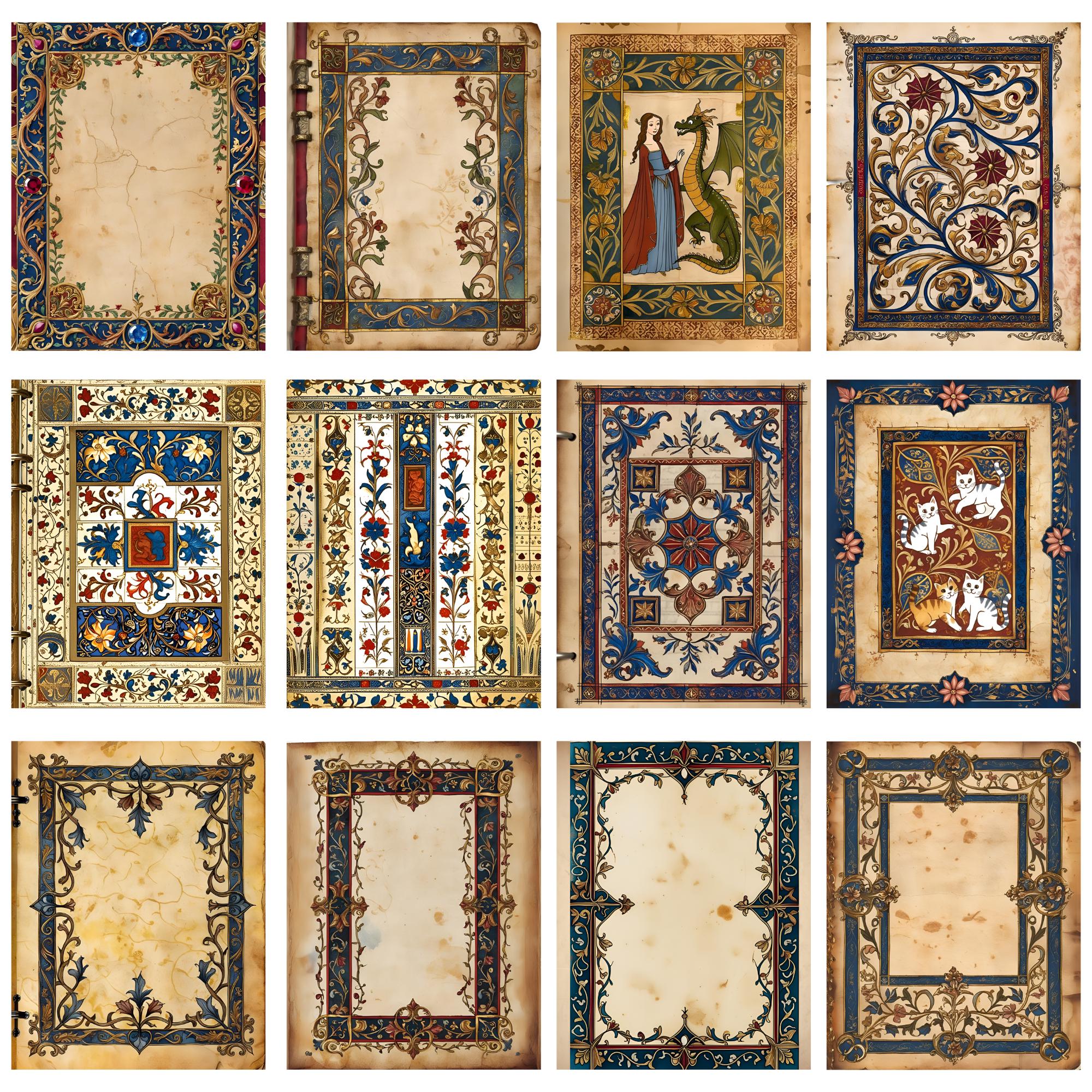 Illuminated Manuscript Digital Paper | Medieval Junk Journal ...