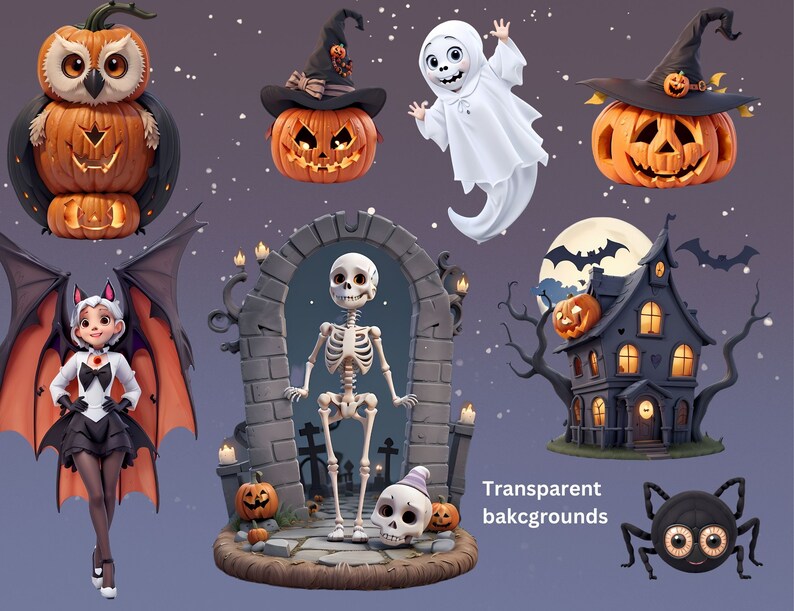 The Cutest 3D Halloween Clip Art Bundle | Adorable Kids Halloween Party ...