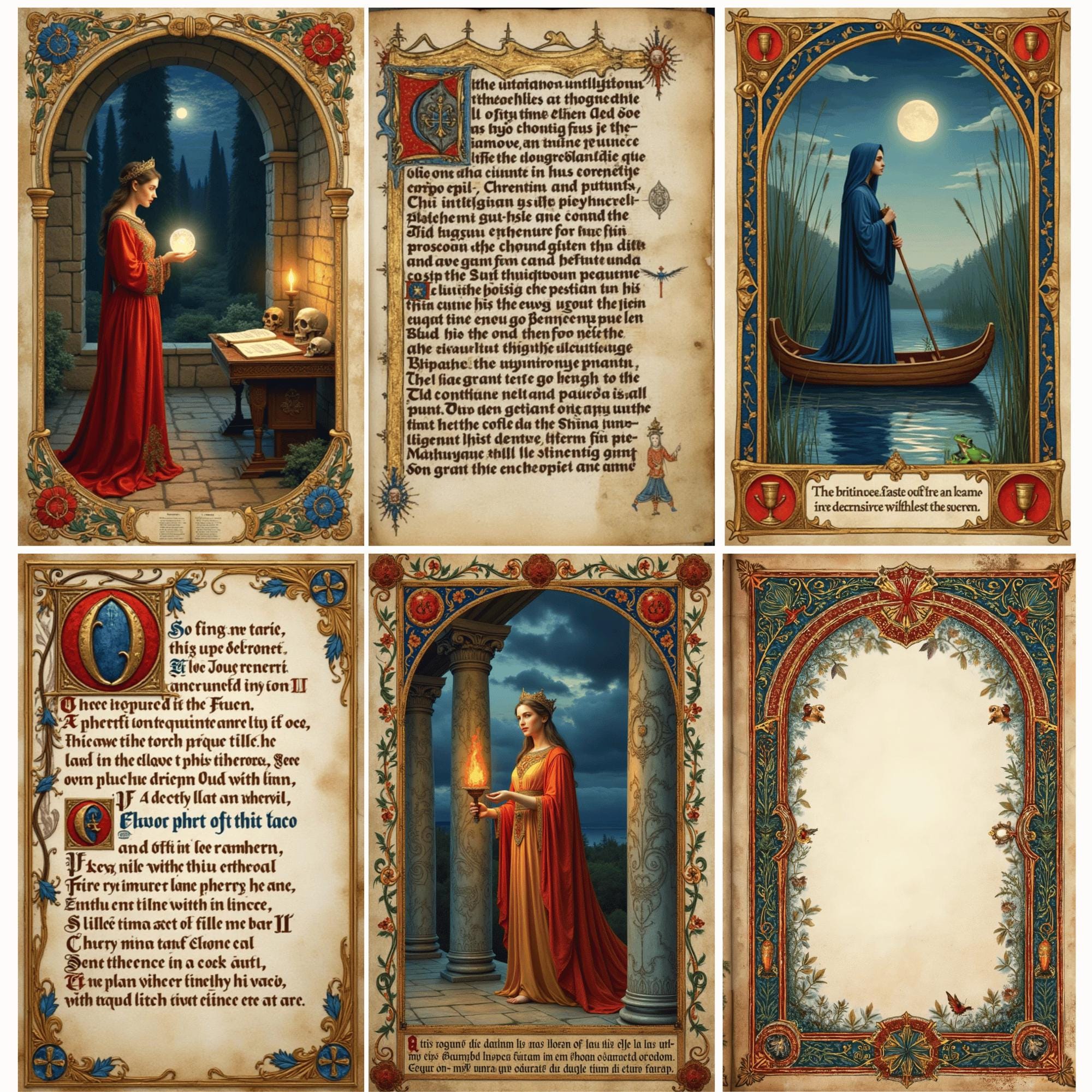 Medieval Illuminated Manuscript Junk Journal Pages | 100+ Printable ...
