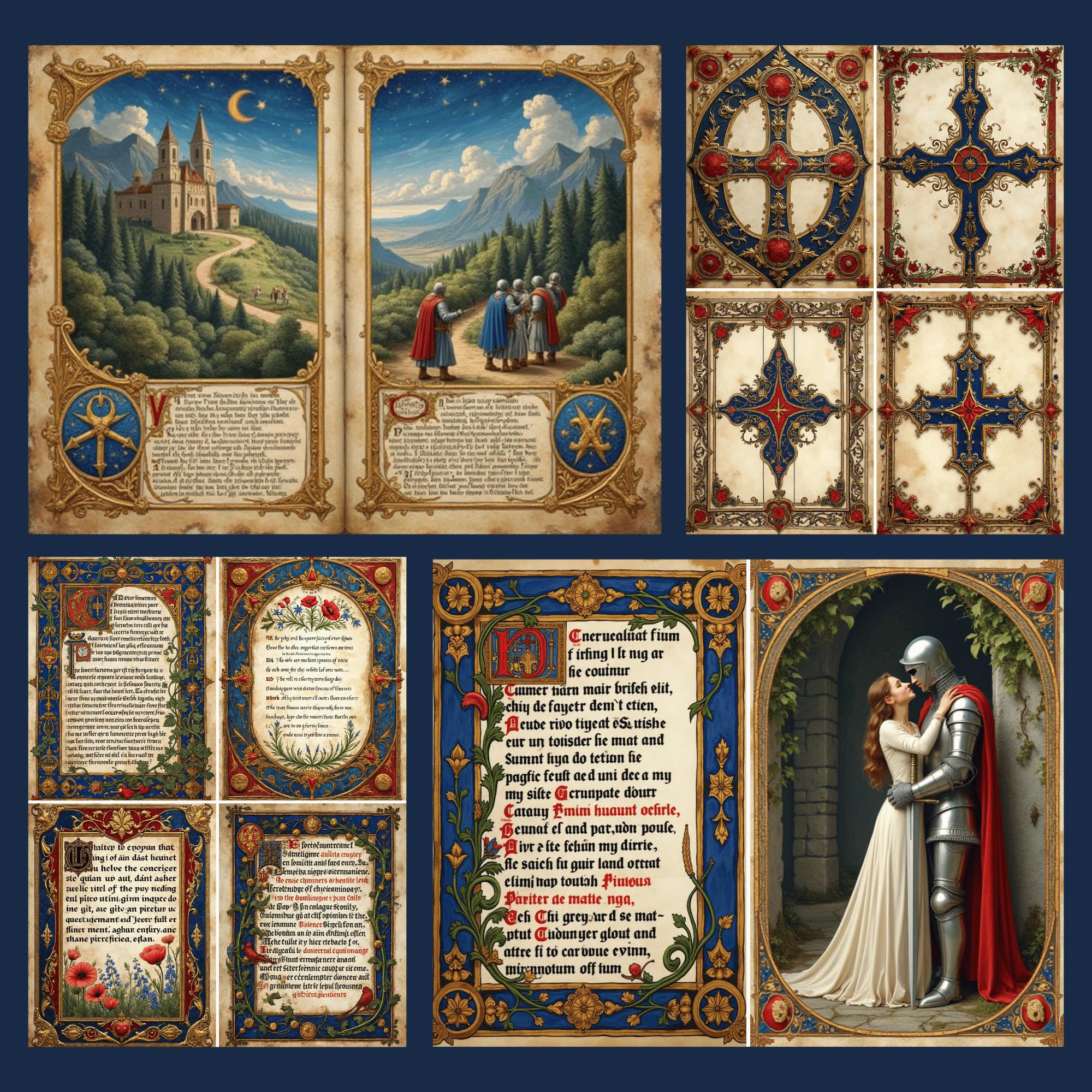 Medieval Illuminated Manuscript Junk Journal Pages | 100+ Printable ...