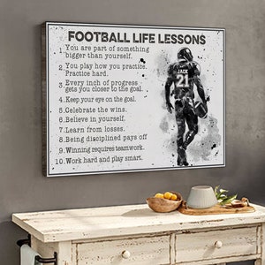 Personalized Football Life Lessons Canvas Wall Art, Custom Football ...