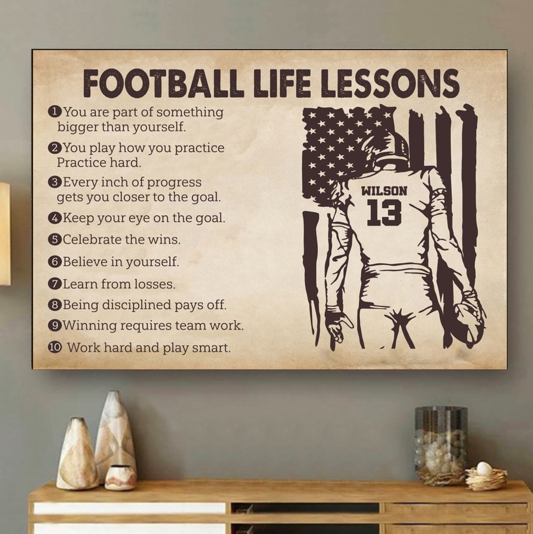 Personalized Football Life Lessons Canvas Wall Art, Custom Football ...