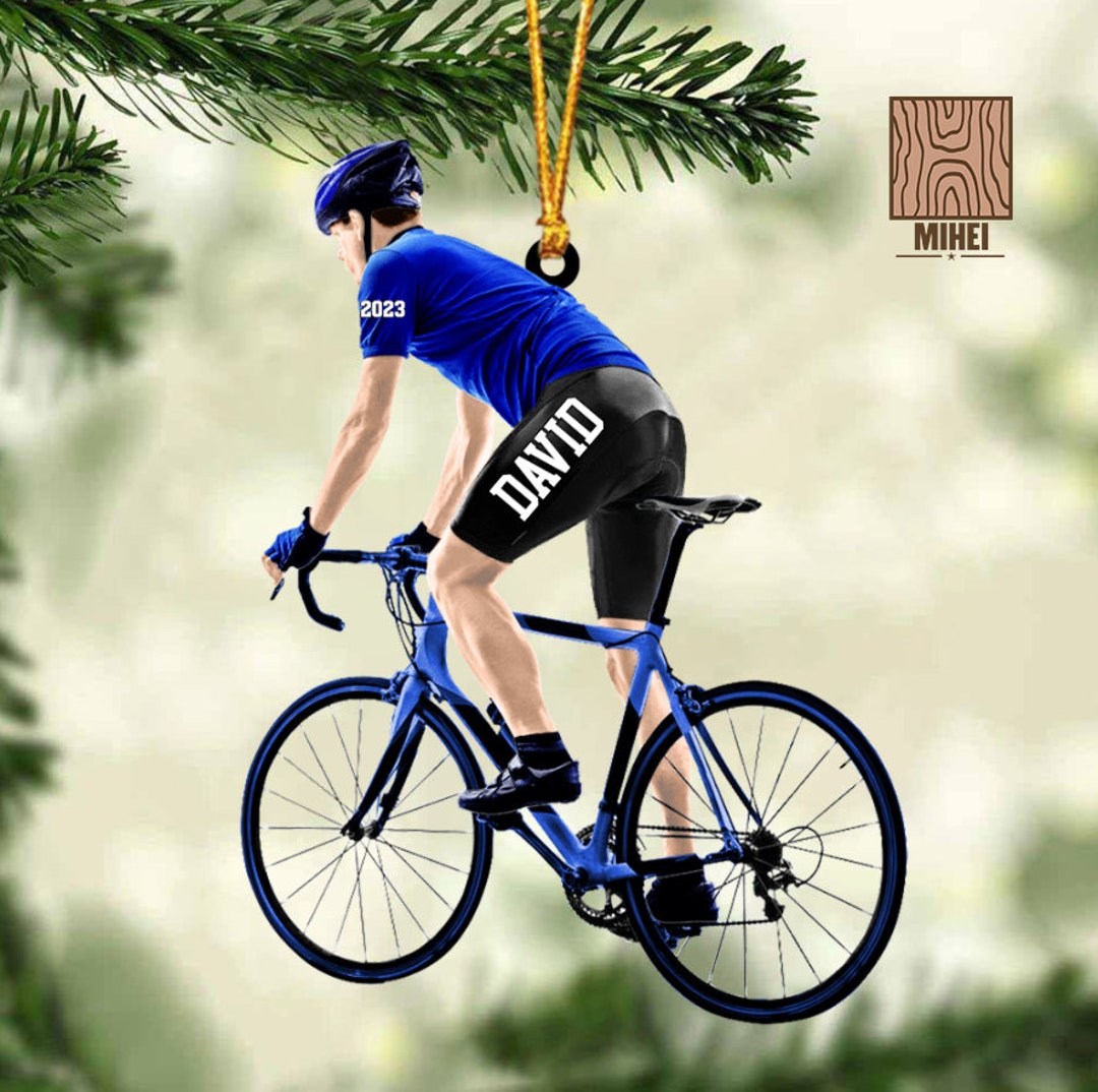Custom Cyclist Christmas Ornament, Bike Riding Xmas Ornament for Riding ...