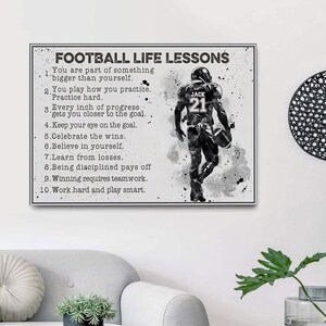Personalized Football Life Lessons Canvas Wall Art, Custom Football ...