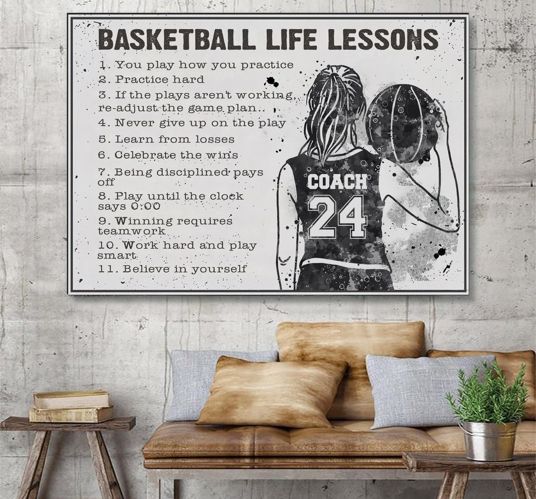 Personalized Basketball Life Lessons Canvas Wall Art, Custom Basketball ...