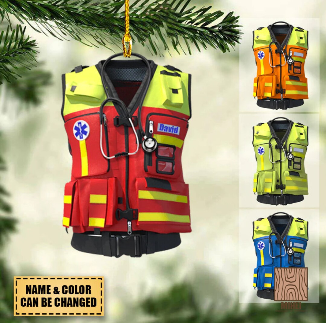 FLAT Custom Emt Paramedic Safety Vest Ornament Personalized - Etsy