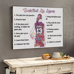 Personalized Basketball Life Lessons Canvas Wall Art, Custom Basketball ...
