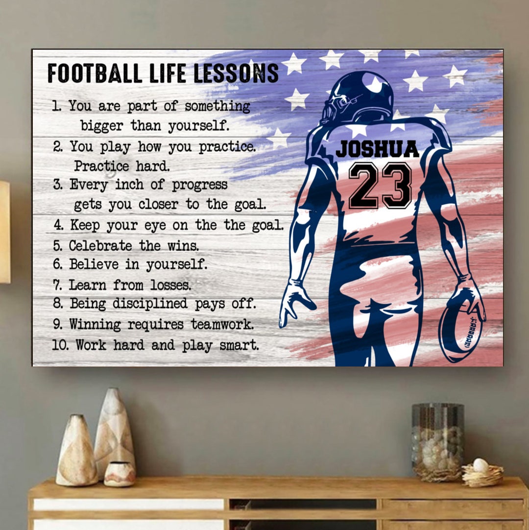 Personalized Football Life Lessons Canvas Wall Art, Custom Football ...
