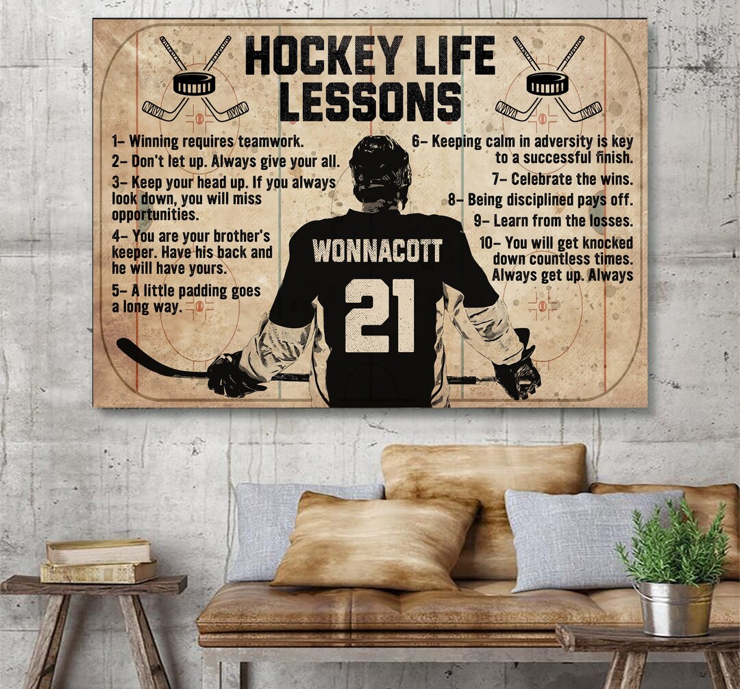 Personalized Hockey Life Lessons Canvas Wall Art, Custom Hockey Player ...