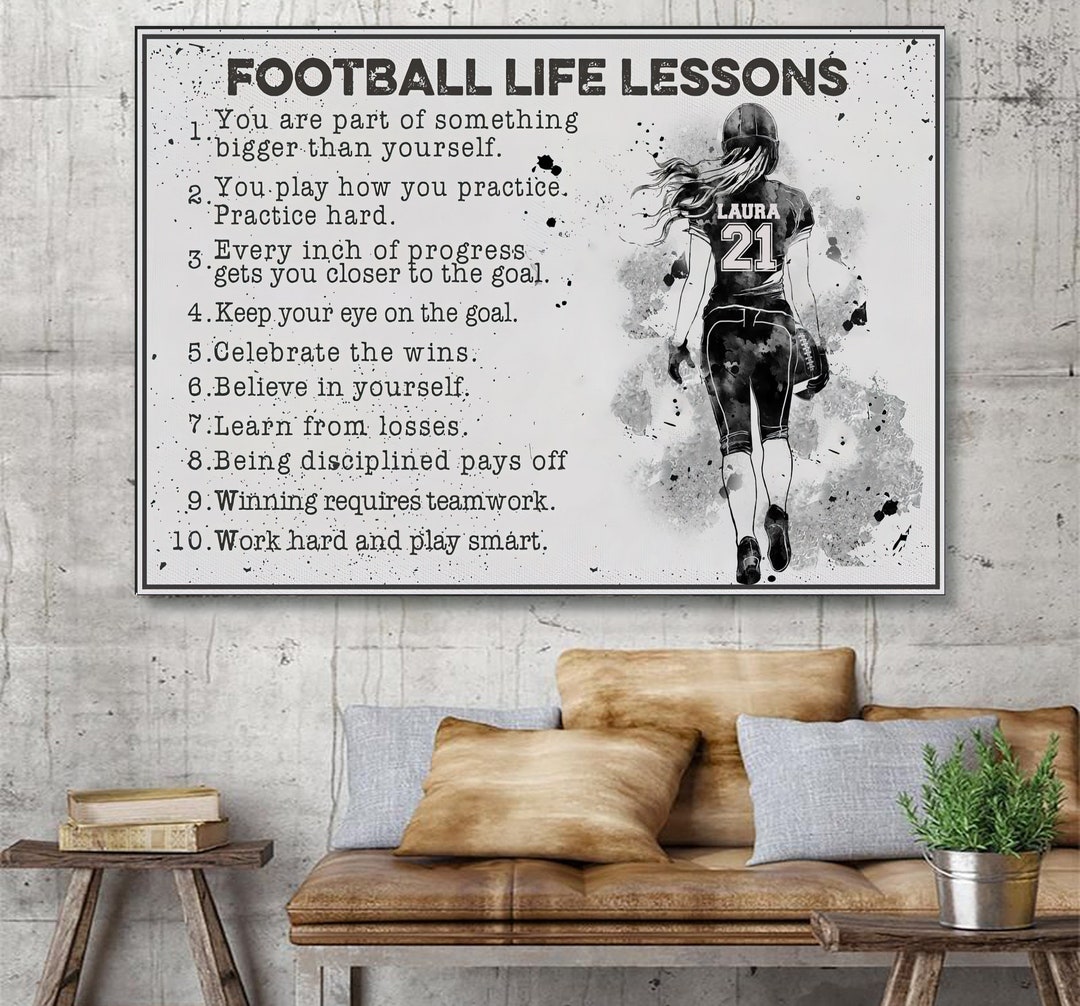 Custom Football Life Lessons Canvas Wall Art, Custom Football Player ...