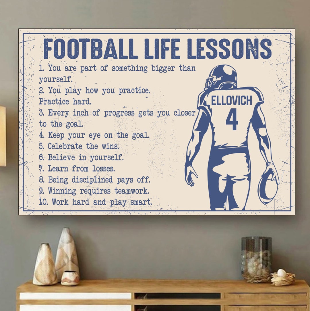 Personalized Football Life Lessons Canvas Wall Art, Custom Football ...