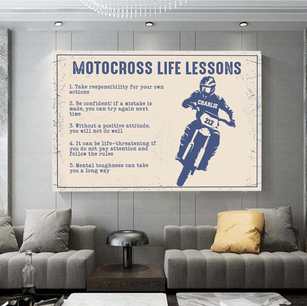 Custom Motocross Life Lessons Canvas Art, Personalized Moto Player ...