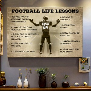 Personalized Football Life Lessons Canvas Wall Art,, Custom Football ...