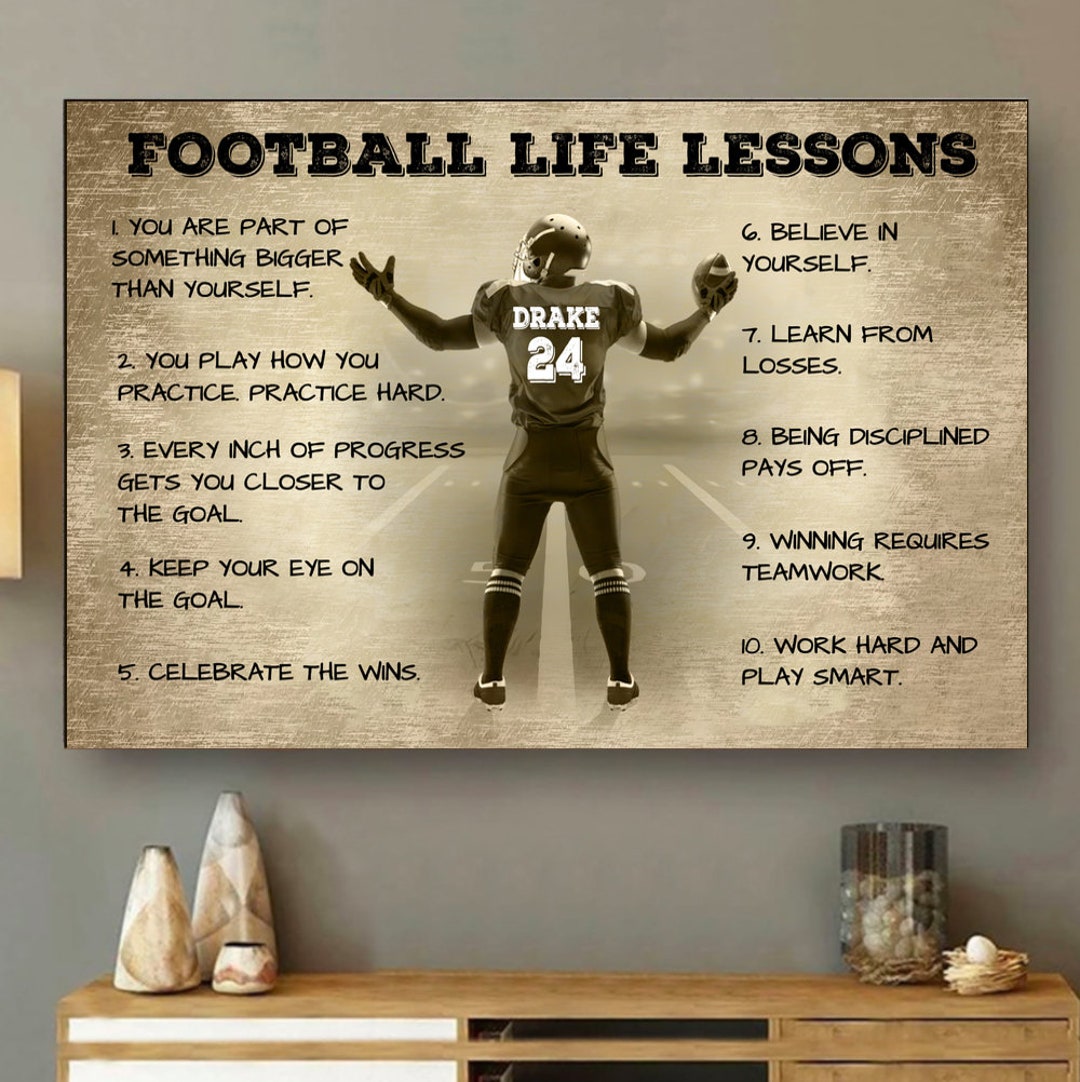 Personalized Football Life Lessons Canvas Wall Art,, Custom Football ...