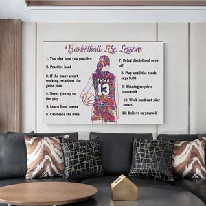 Personalized Basketball Life Lessons Canvas Wall Art, Custom Basketball ...