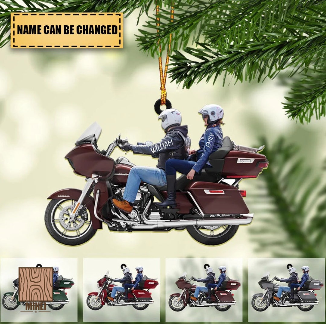 Personalized Biker Couple Motorcycle Ornament, Motorcycle Christmas ...