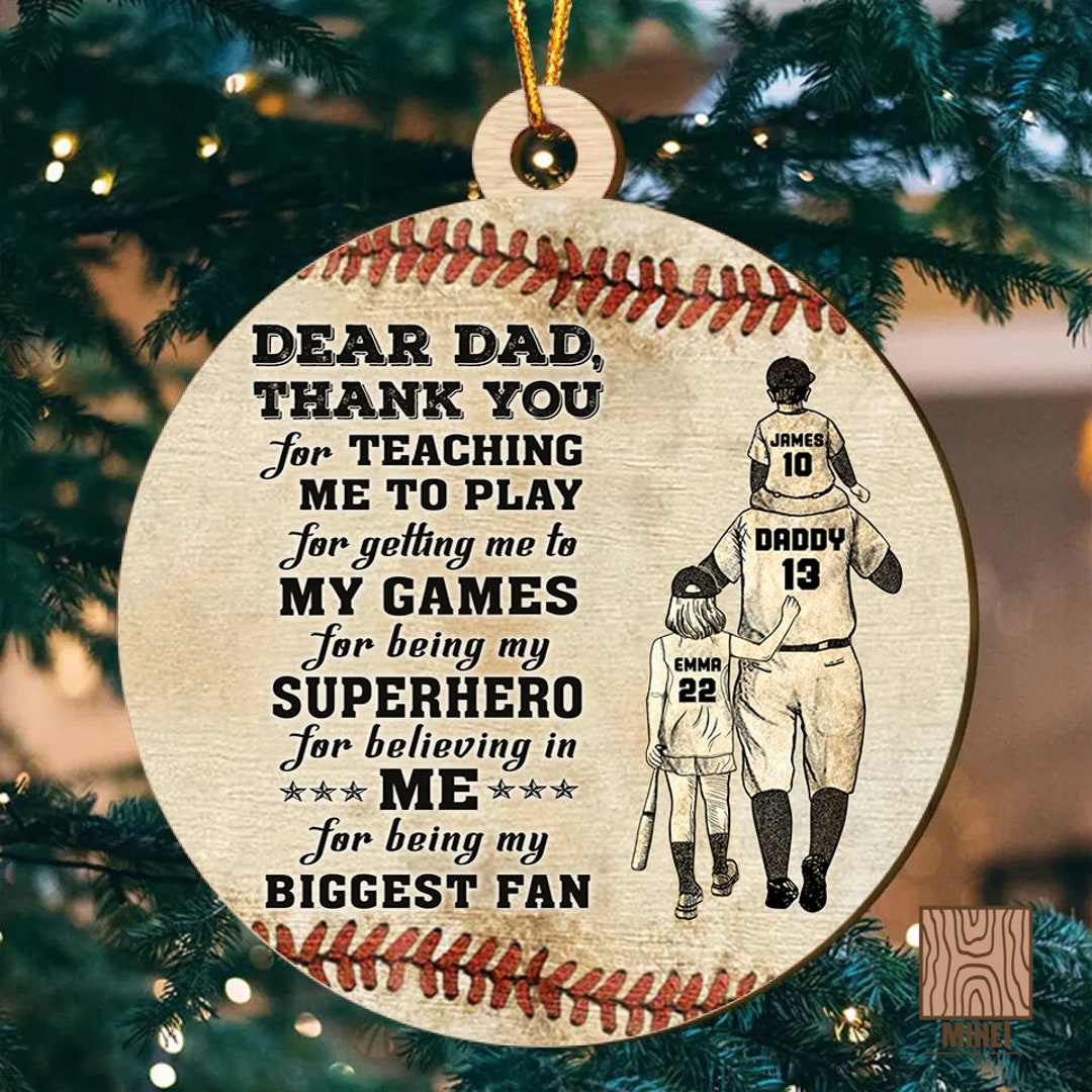 Custom Dear Dad Thank You Christmas Ornament, Personalized Baseball Dad ... Custom Dear Dad Thank You Christmas Ornament, Personalized Baseball Dad ...
