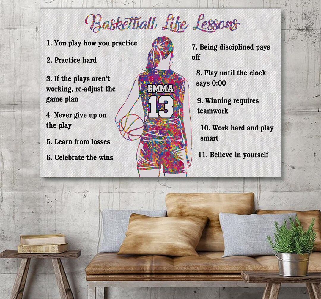 Personalized Basketball Life Lessons Canvas Wall Art, Custom Basketball ...