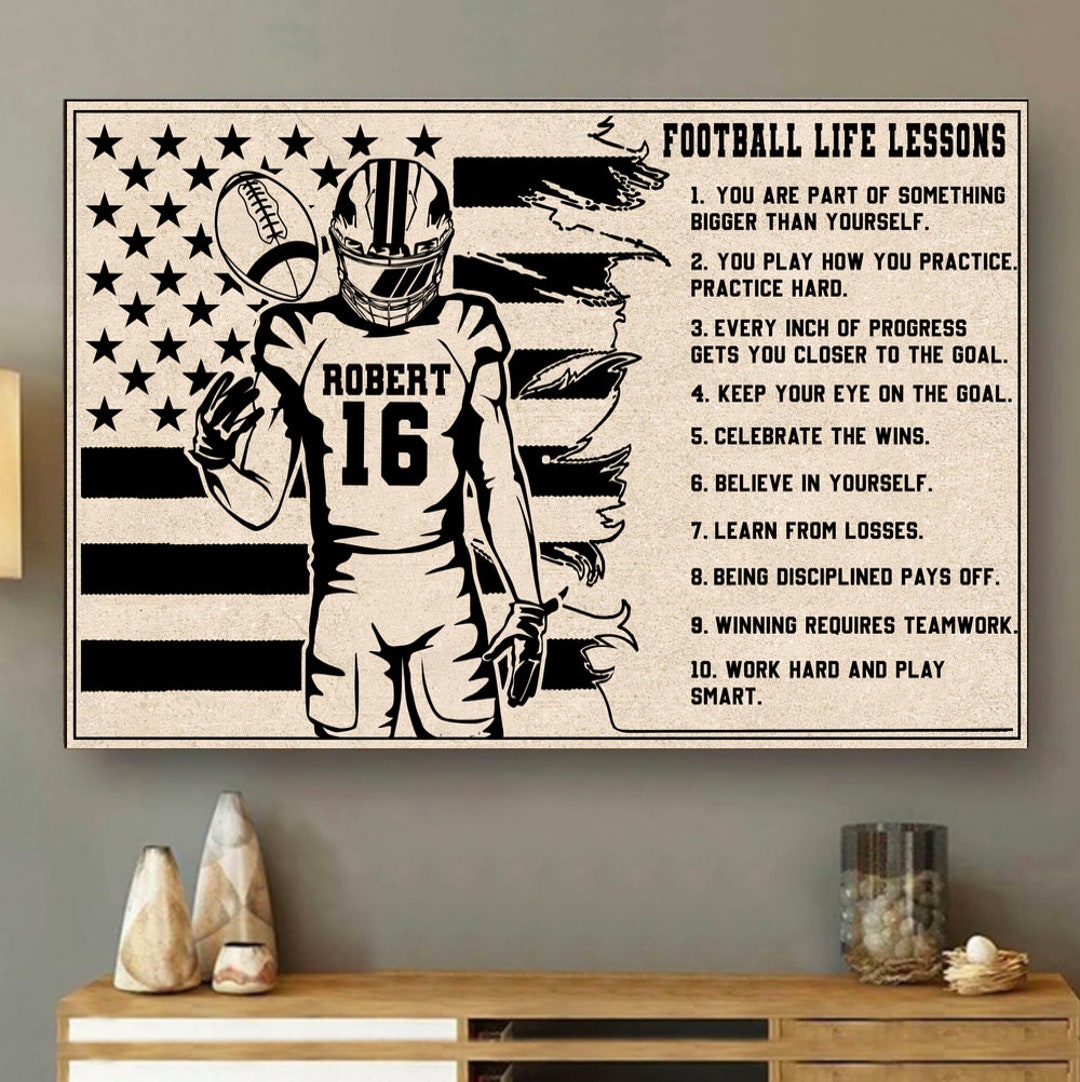Personalized Football Life Lessons Canvas Wall Art, Custom Football ...