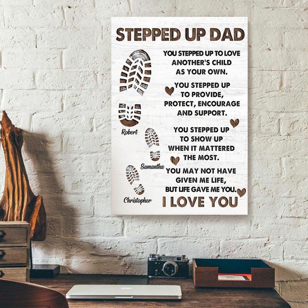 Personalized Stepped up Dad Canvas Wall Art, I Lov You Canvas Poster ...