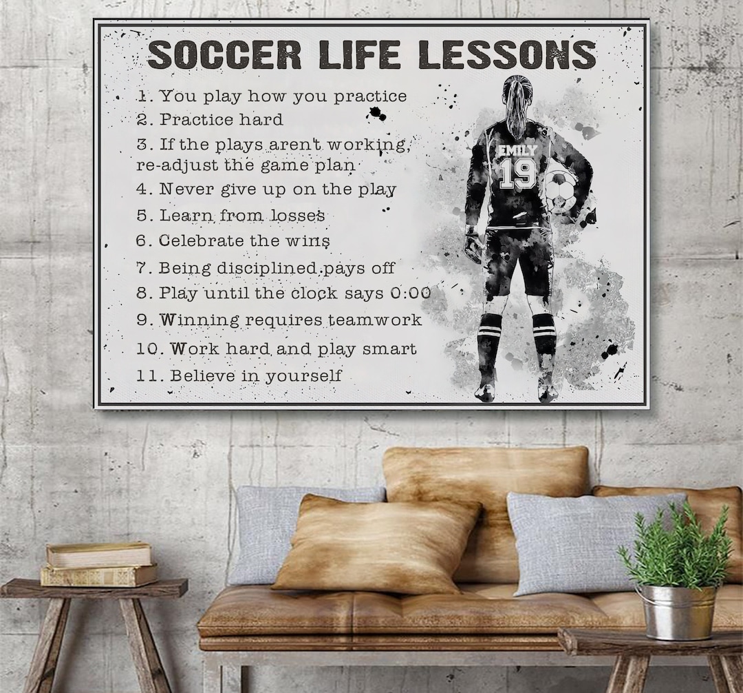 Personalized Soccer Life Lessons Canvas Wall Art, Custom Soccer Player ...