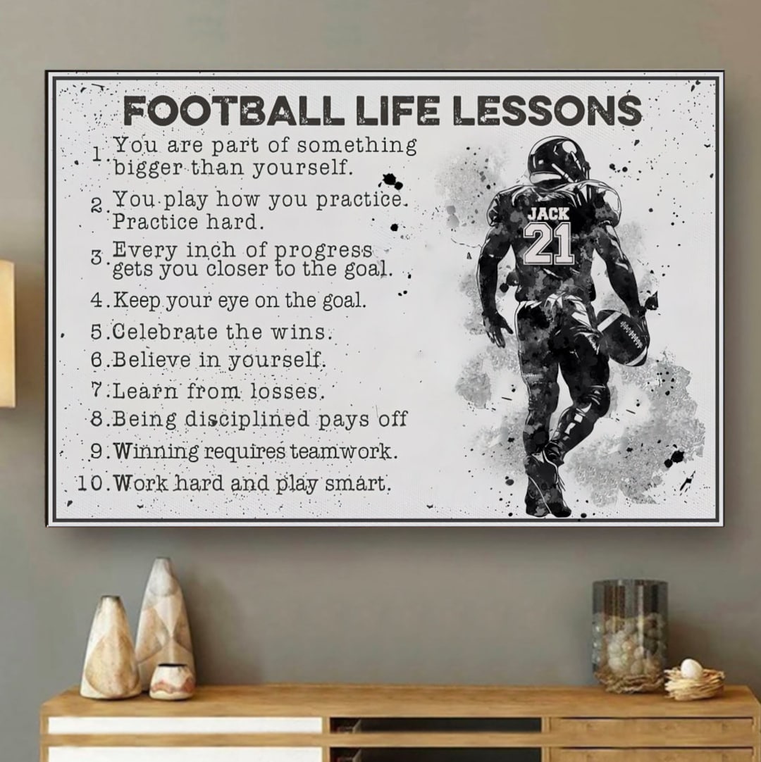 Personalized Football Life Lessons Canvas Wall Art, Custom Football ...