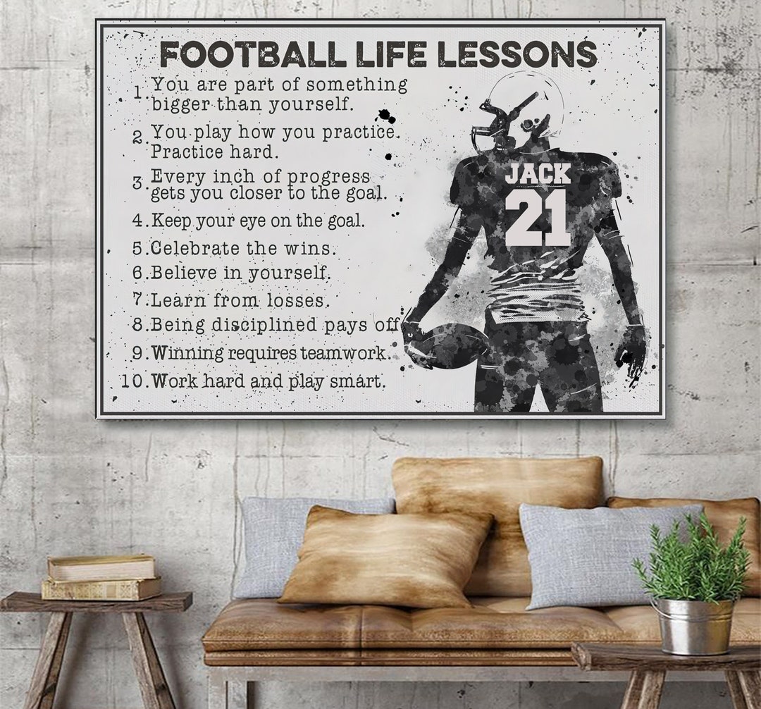 Custom Football Life Lessons Canvas Wall Art, Custom Football Player ...