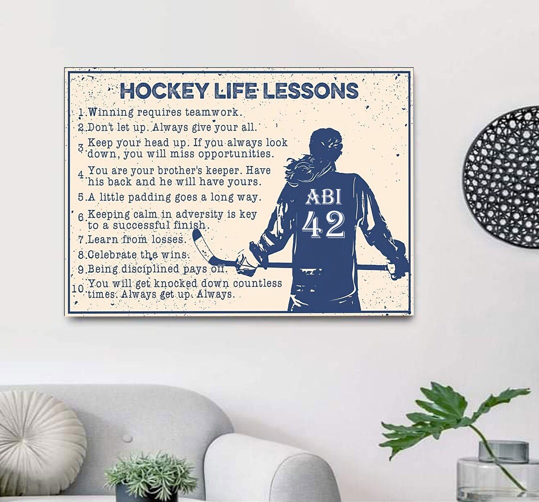 Personalized Hockey Life Lessons Canvas Wall Art, Custom Hockey Player ...