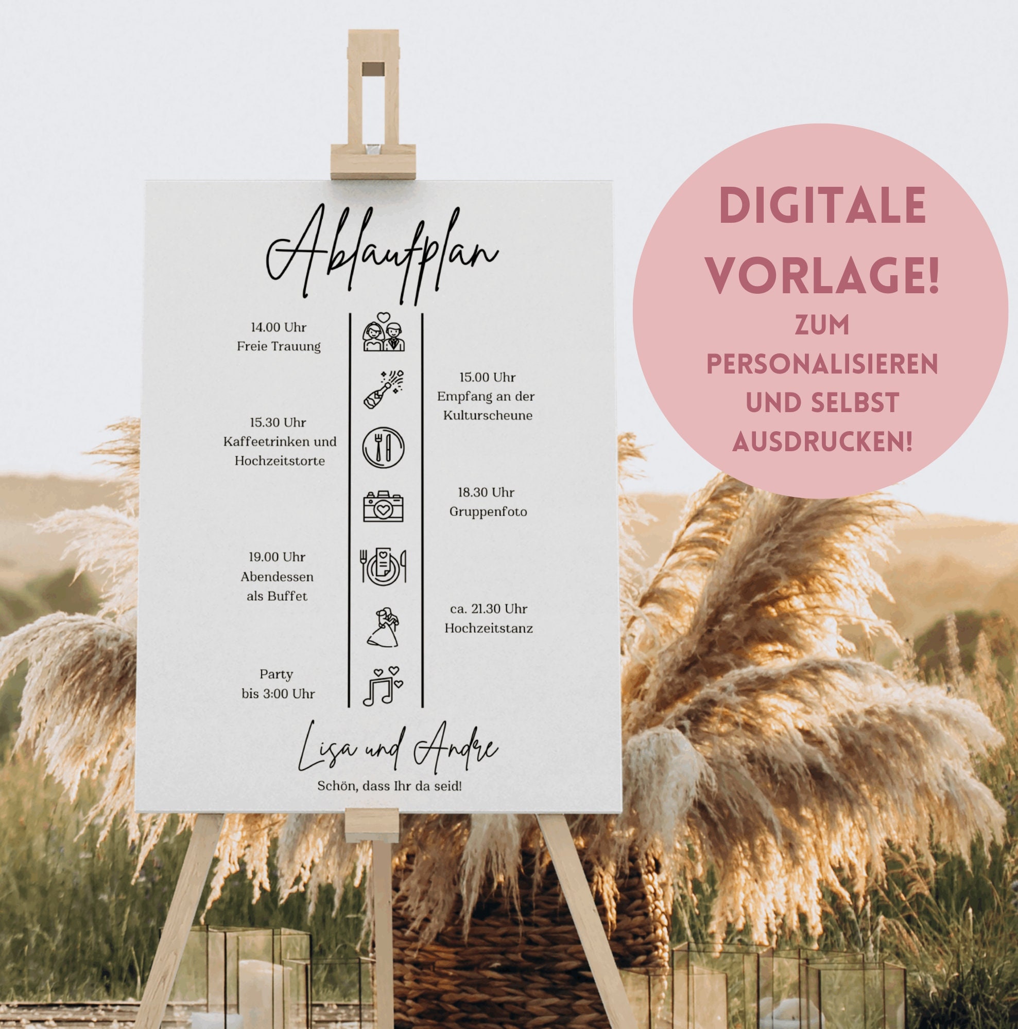 Customizable Wedding Schedule Templates for Canva - Elegant Designs to ...