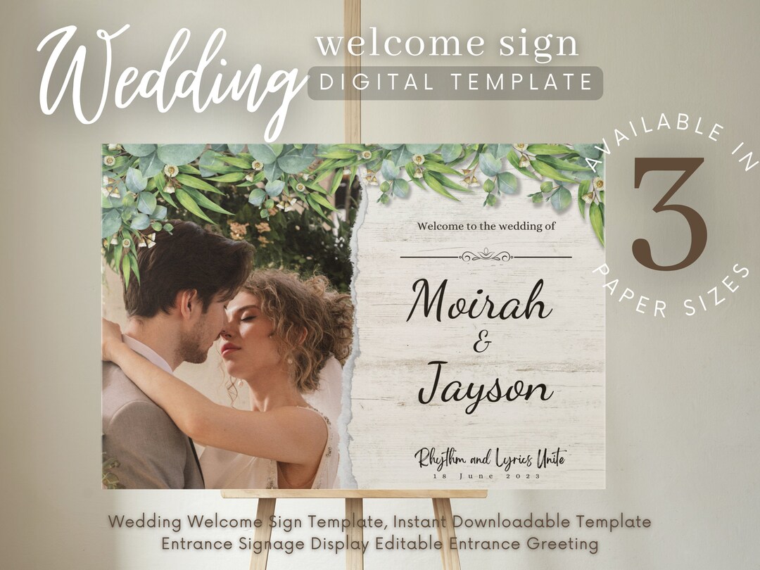 Wedding Welcome Sign Template Canva Instant Downloadable Template ...