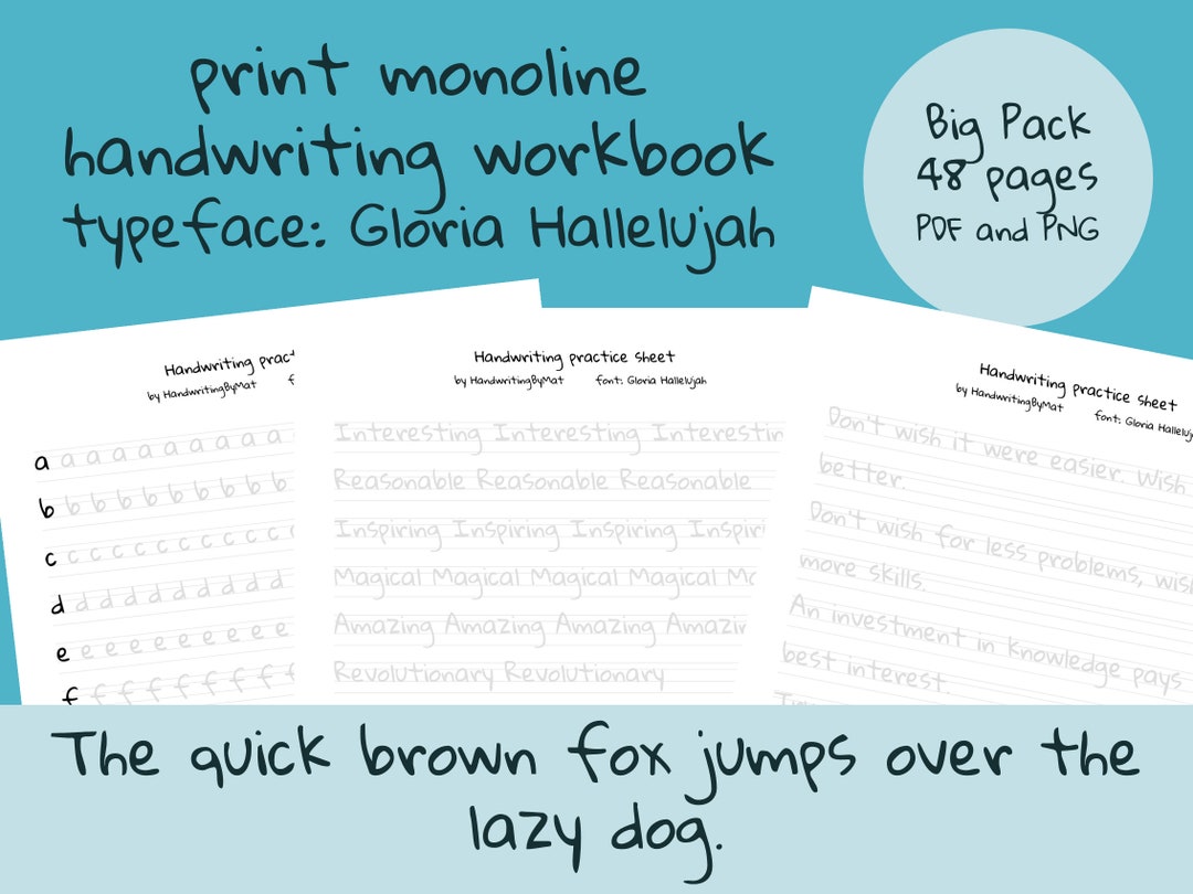 Monoline Handwriting Workbook, Monoline Print Lettering, Procreate ...