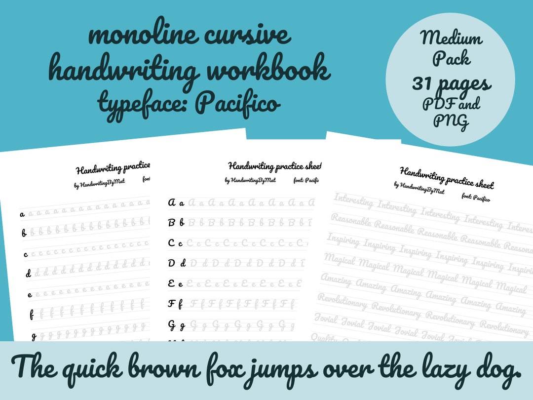 Cursive Monoline Handwriting Worksheets, Monoline Script Lettering ...