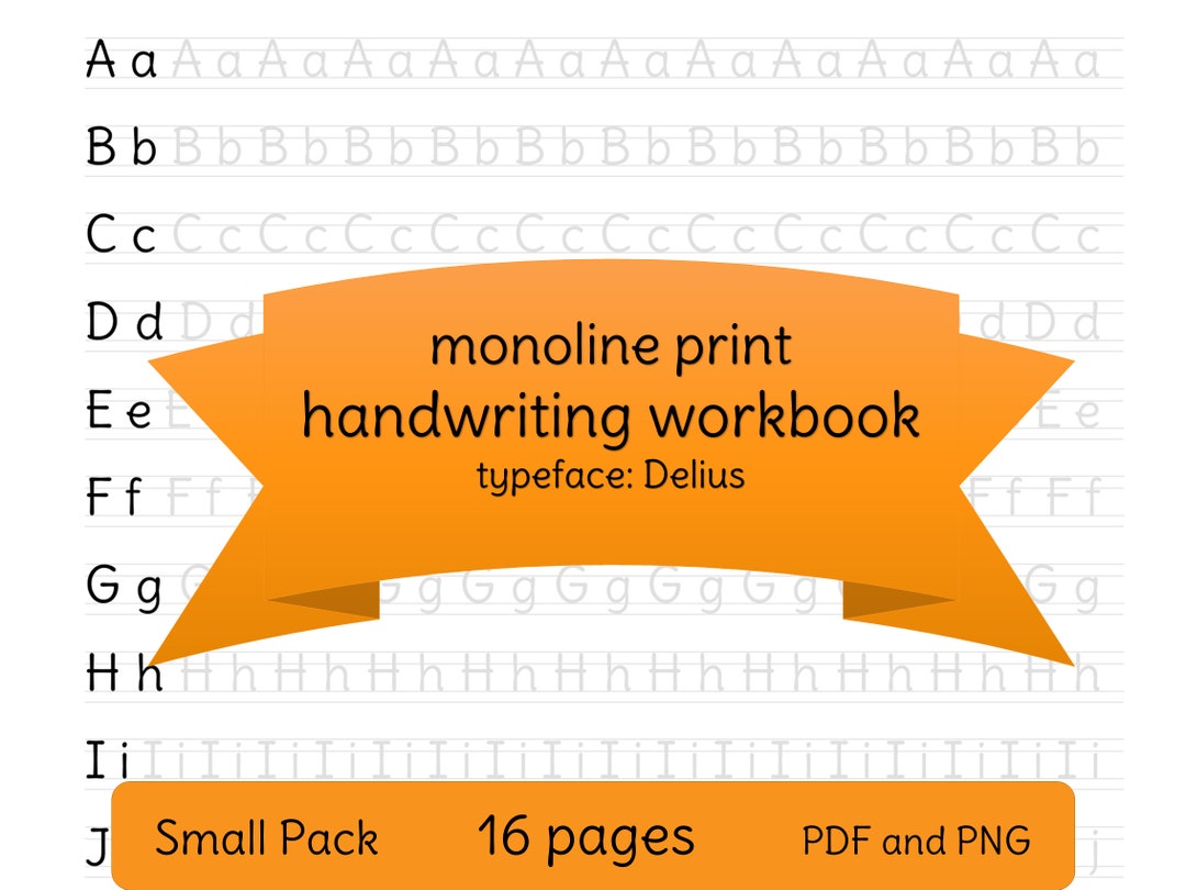 Monoline Print Handwriting Worksheets, Monoline Print Lettering, Procreate Calligraphy Practice ...