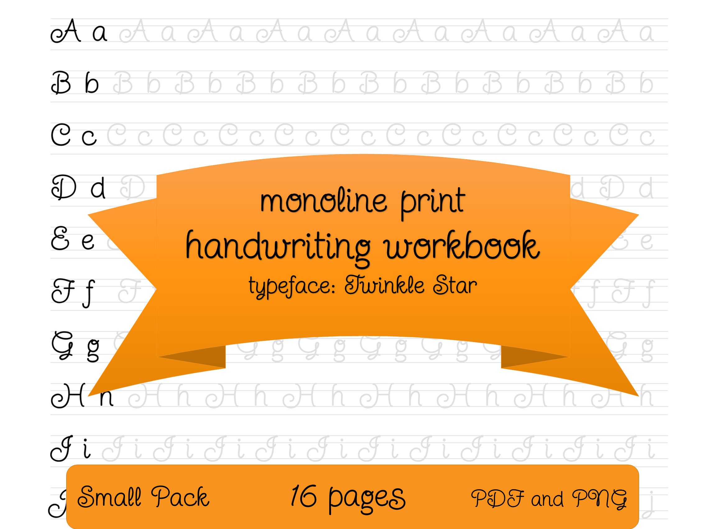 Monoline Print Handwriting Worksheets, Monoline Print Lettering ...