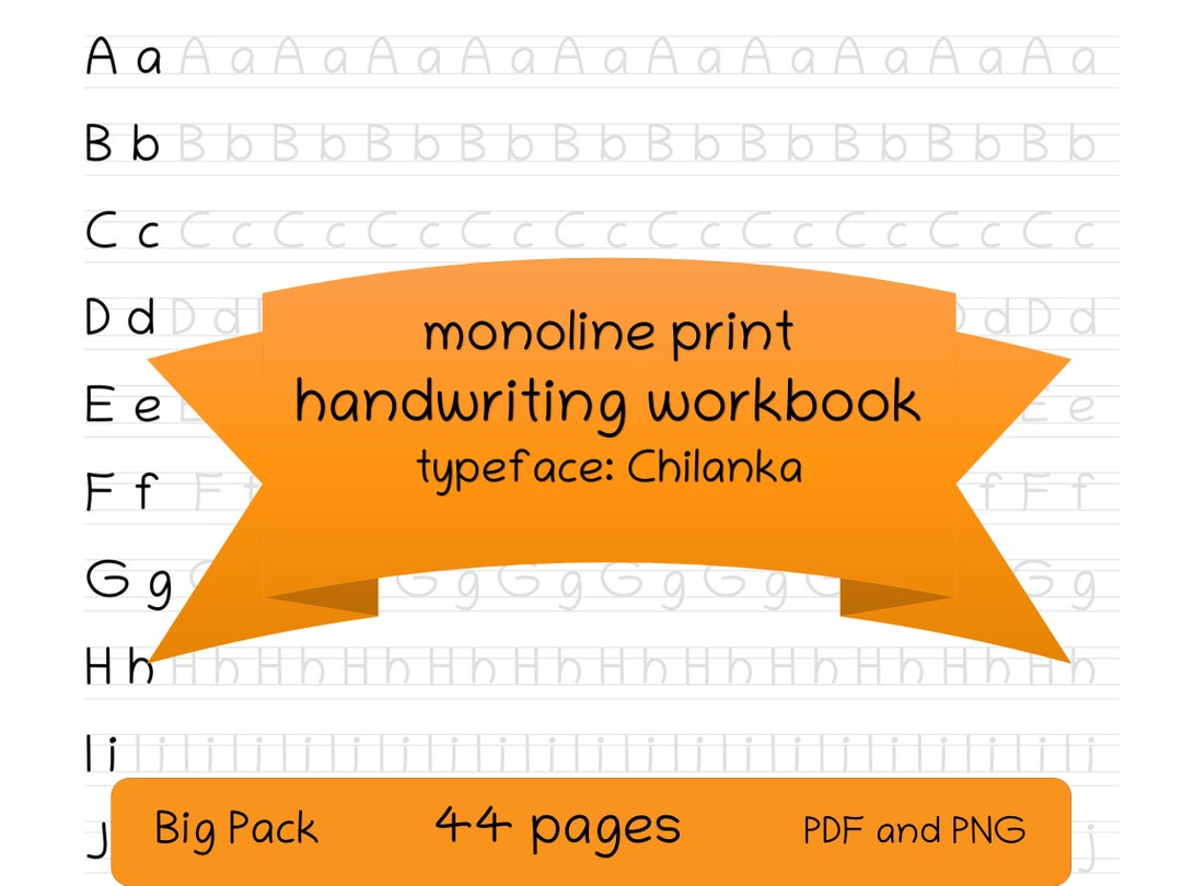 Monoline Handwriting Workbook, Monoline Print Lettering, Procreate ...