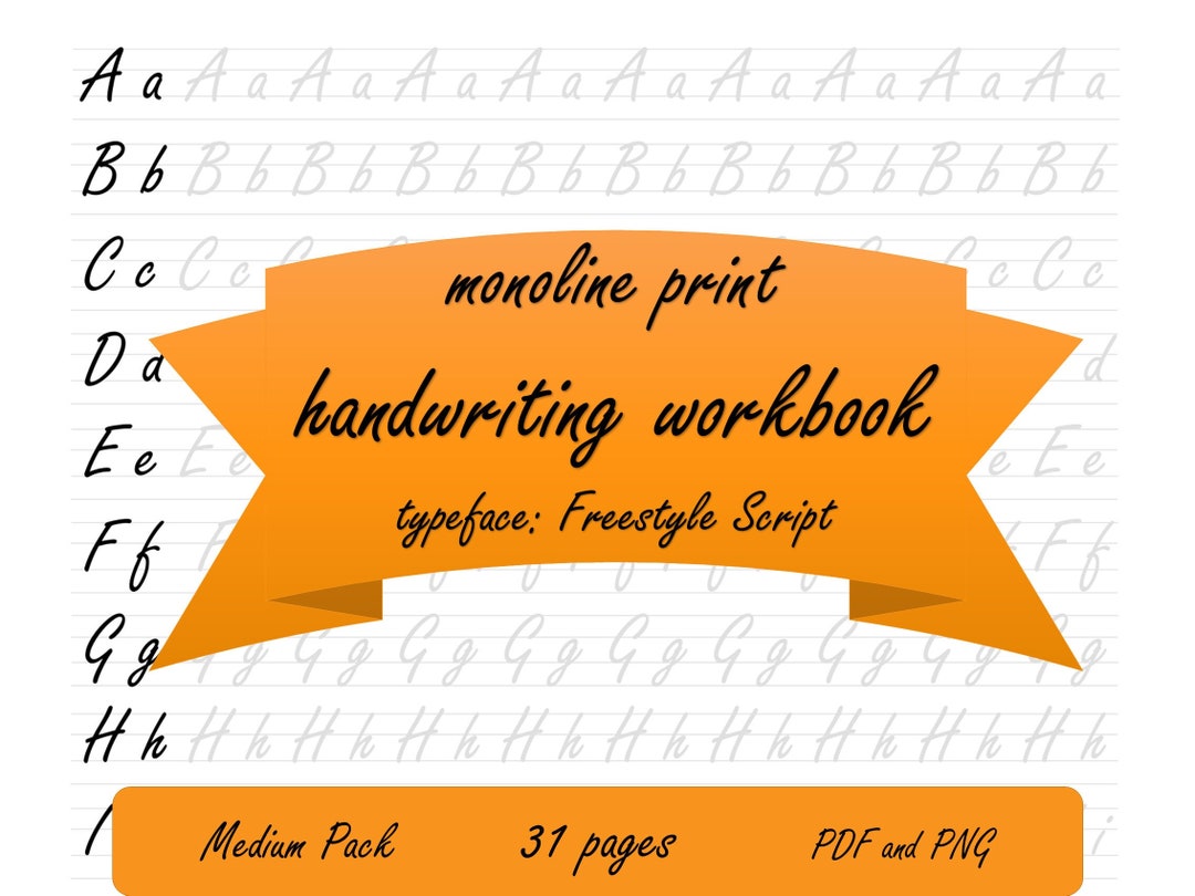 Monoline Handwriting Worksheets, Monoline Print Lettering, Procreate ...