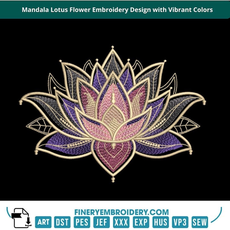 Lotus Flower Embroidery - Etsy