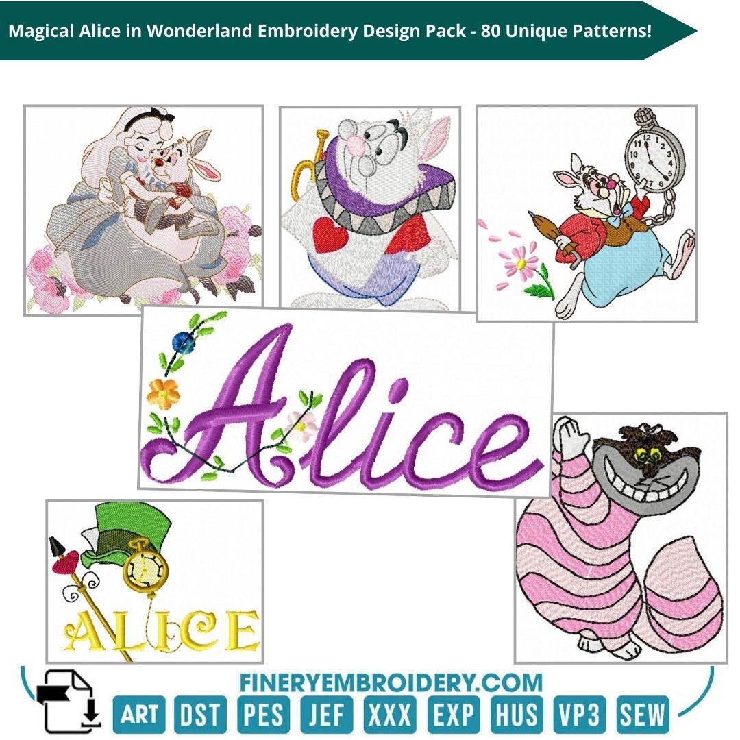 Magical Alice in Wonderland Embroidery Design Pack Embroidery Design ...
