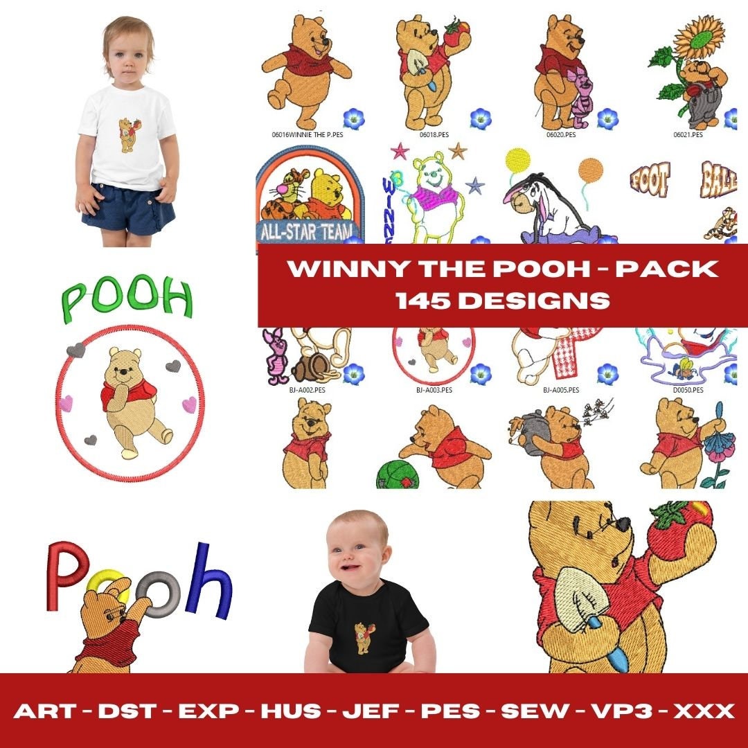 Pooh Pack Embroidery Design, Bundle of 145 Designs for Embroidery ...