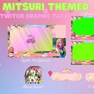 Mitsuri Kanroji Themed Streaming Kit for Twitch | Pack With Bonus Emote ...