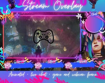 Jinx and Ekko Themed Animated Screens Pack | Stream Overlay/transition/panels/blue/lol/romantic ...