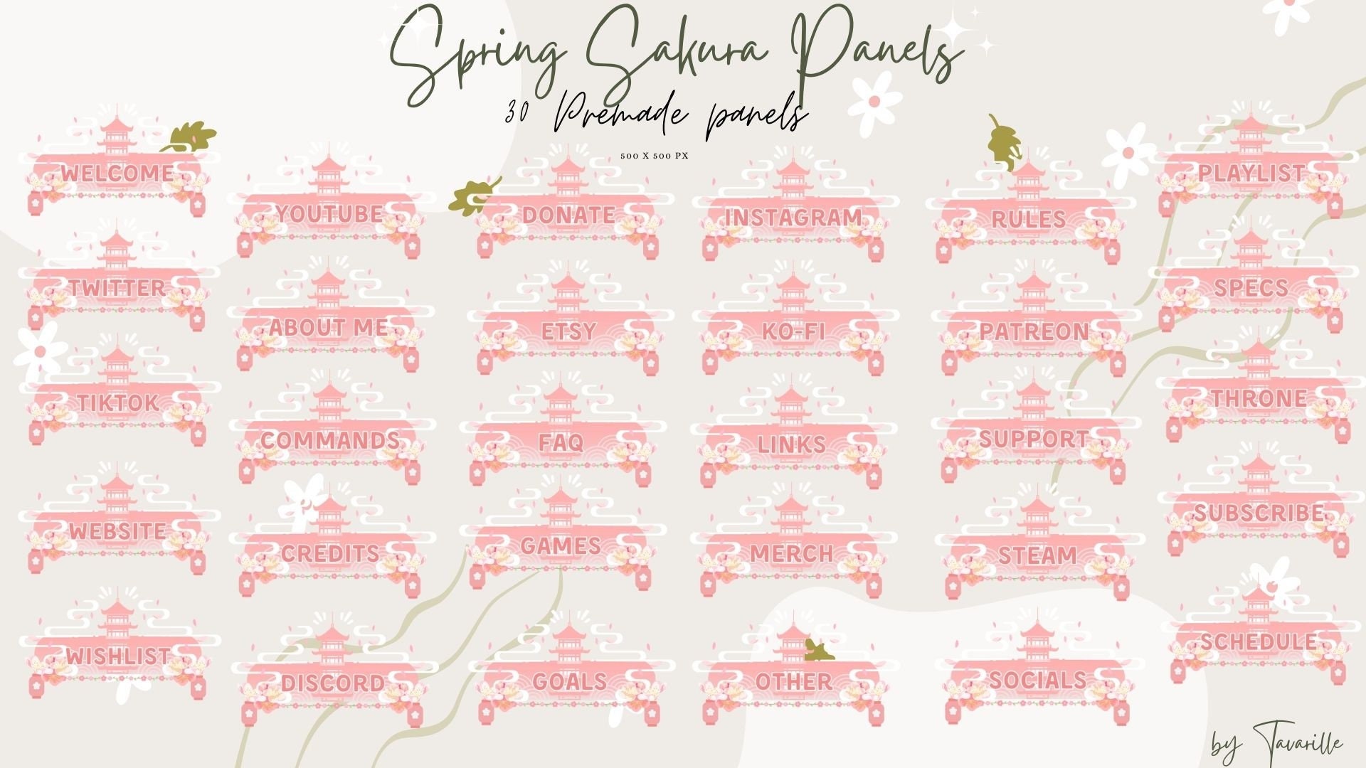 Spring Sakura Stream Panels Pack | Japanese Shrine and Sakura Themed Stream Pack of Panels for ...