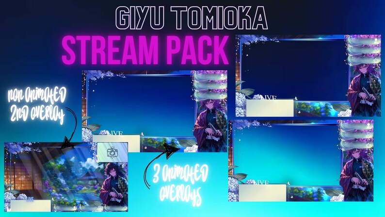 Giyu Tomioka Themed Streaming Kit for Twitch | Pack With Stream ...