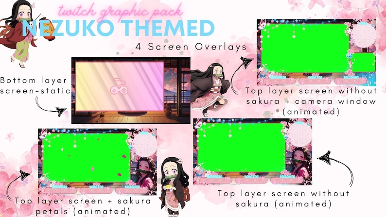 Nezuko Kamado Themed Streaming Kit for Twitch | Pack With Stream ...