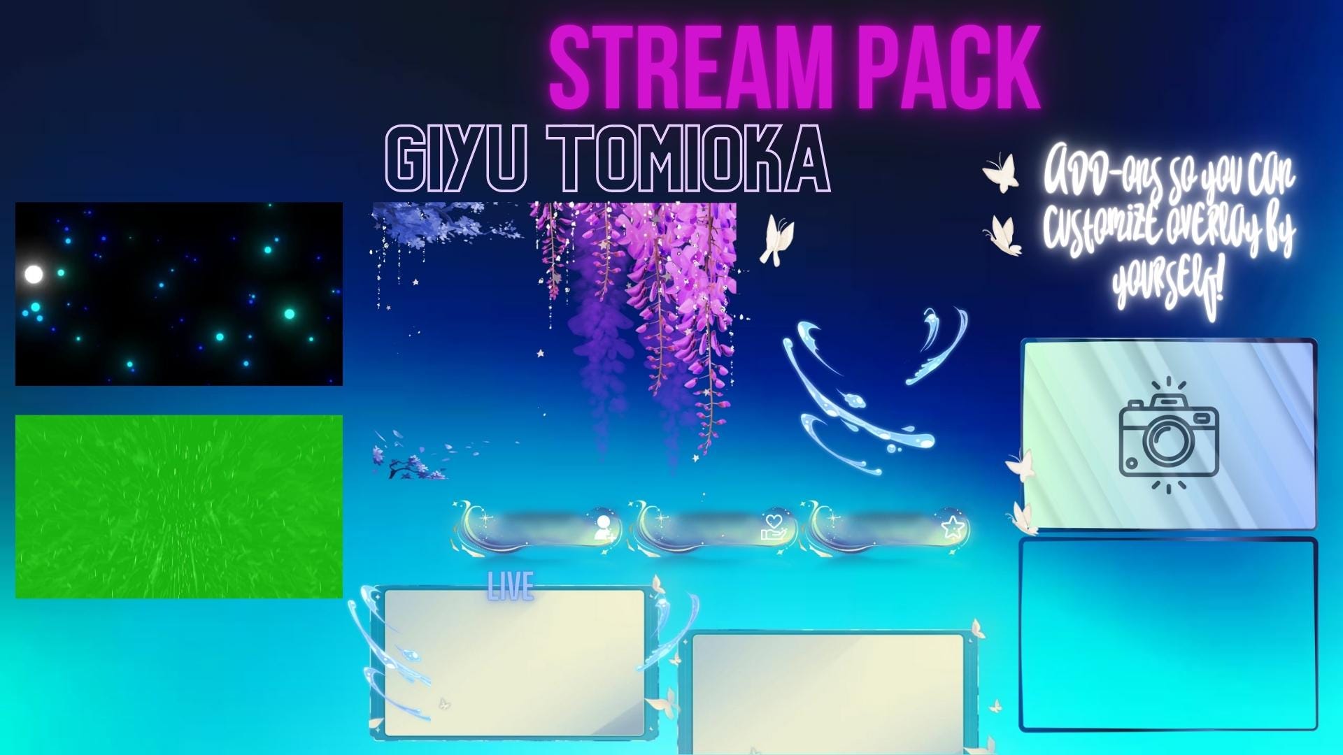 Giyu Tomioka Themed Streaming Kit for Twitch | Pack With Stream ...